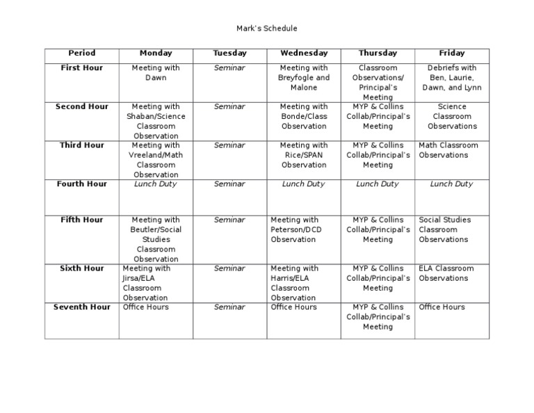 Daily Schedule - Draft | PDF