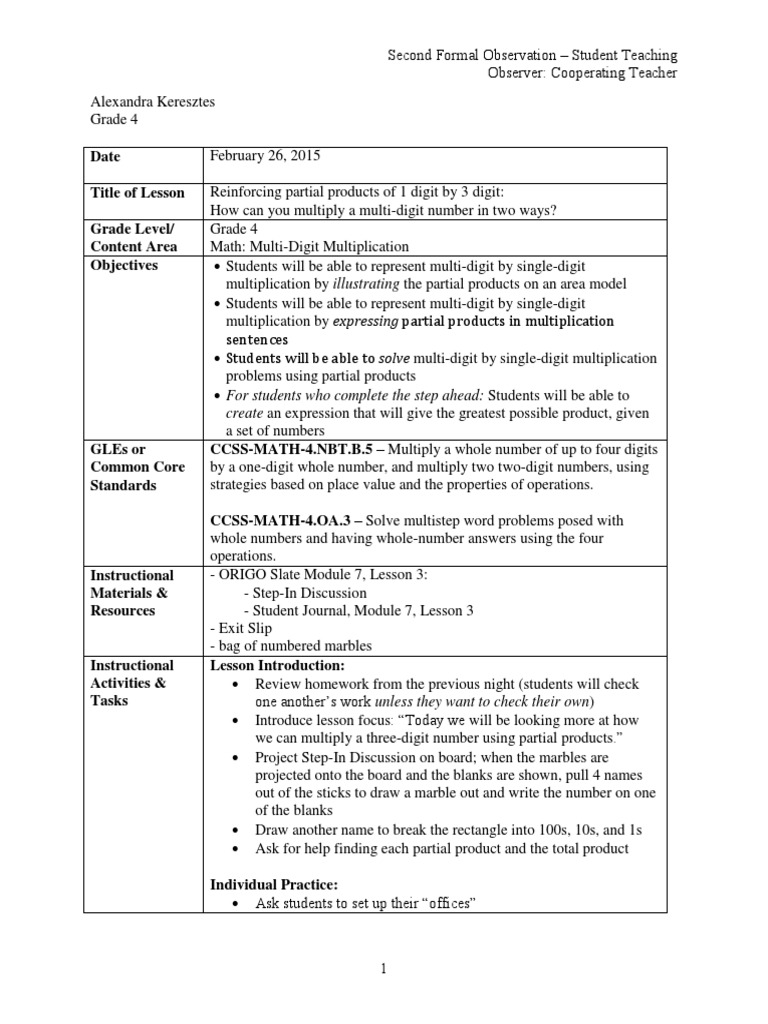 Observation #2 - Math Lesson | Educational Assessment | Classroom ...