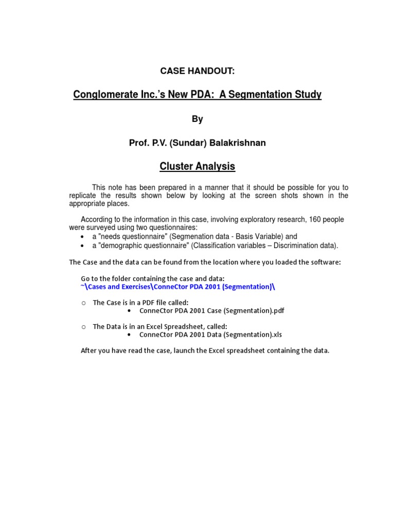 PDA Cluster Handout MEXL | PDF | Cluster Analysis | Market Segmentation