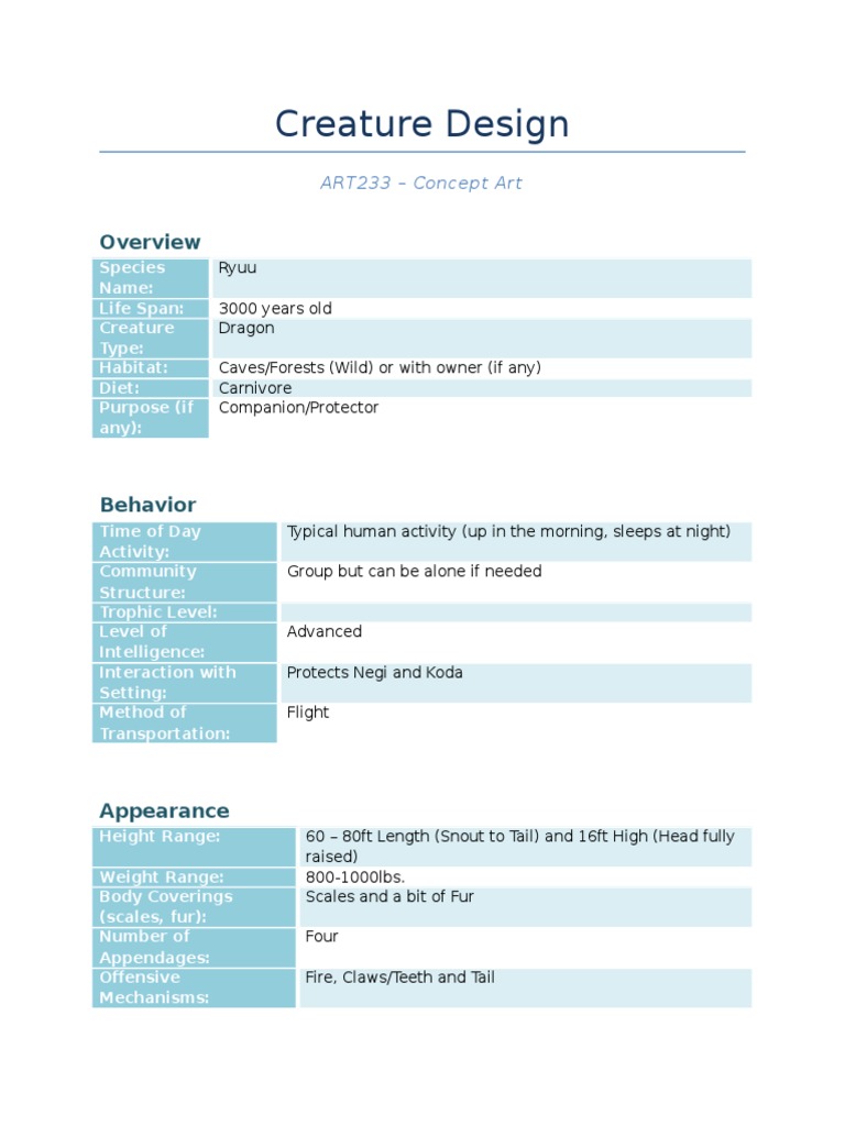 Creature Design | PDF