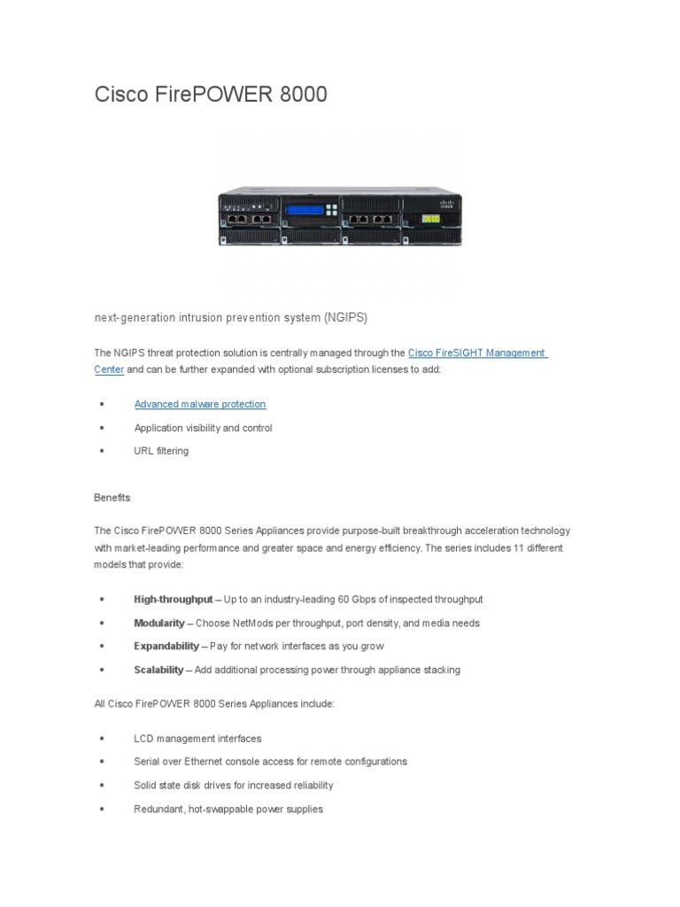 Cisco Firepower 8000: Next-Generation Intrusion Prevention System ...