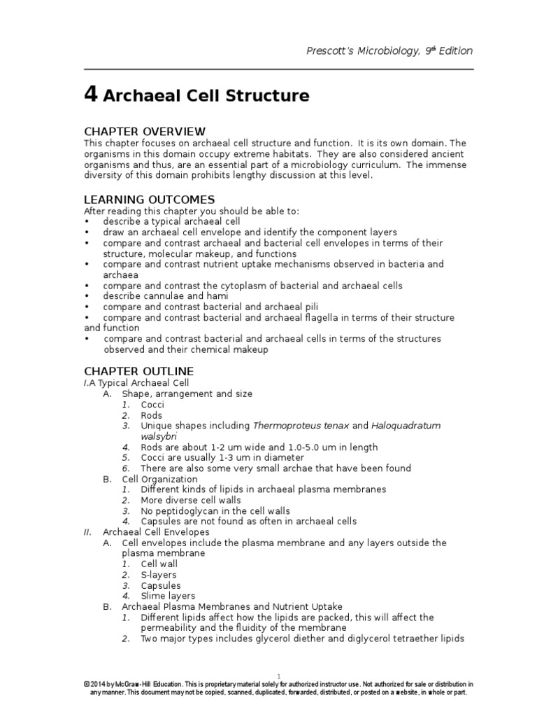 Archaeal Cell Structure: Chapter Overview | Download Free PDF | Archaea ...
