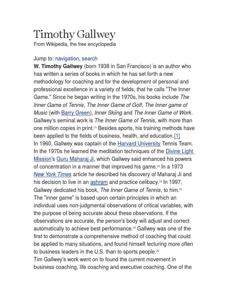 Timothy Gallwey: Navigation Search | PDF | Career & Growth