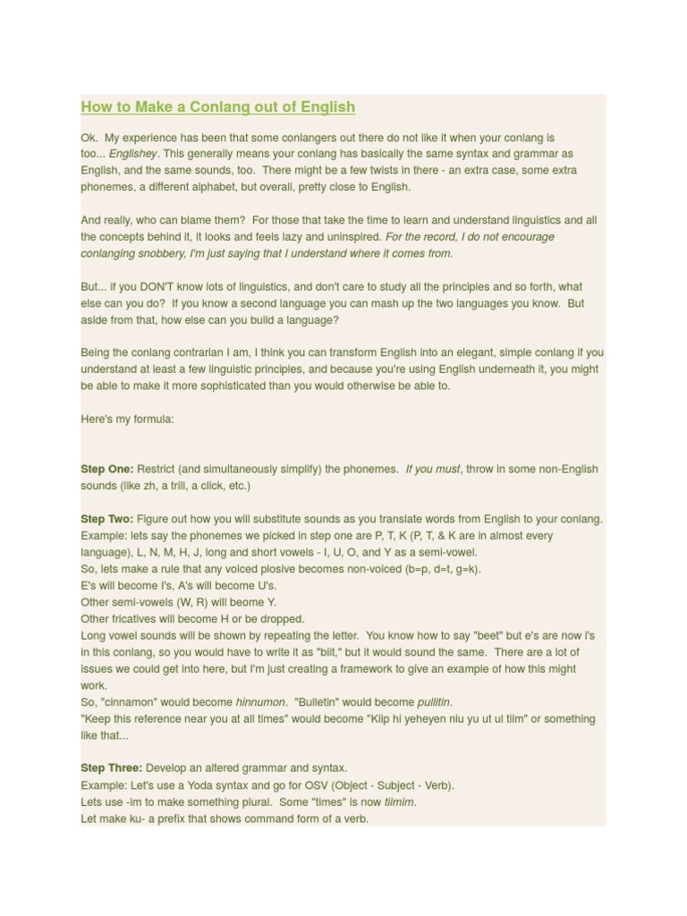 Create a Conlang from English | PDF | English Language | Phoneme