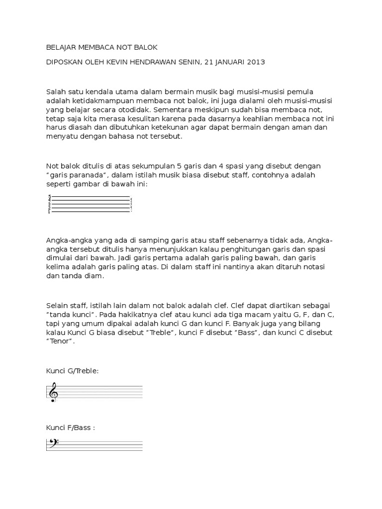 Belajar Membaca Not Balok | PDF | Seni & Disiplin Bahasa