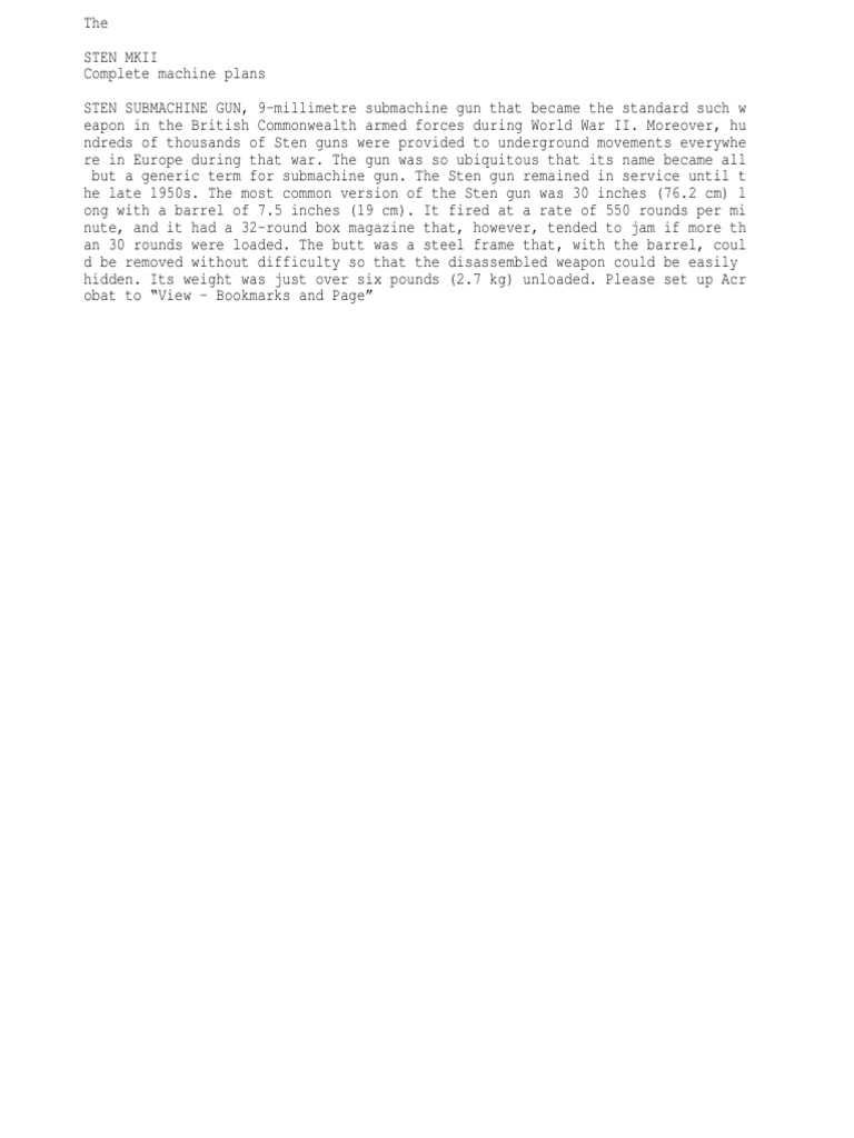 Sten Plans The Sten Mkii | PDF | Firearms | Projectile Weapons