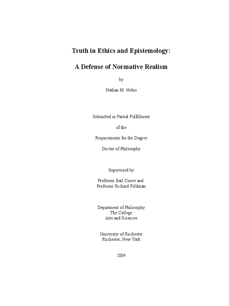 Nathan Nobis Dissertation | PDF | Objectivity (Philosophy) | Epistemology