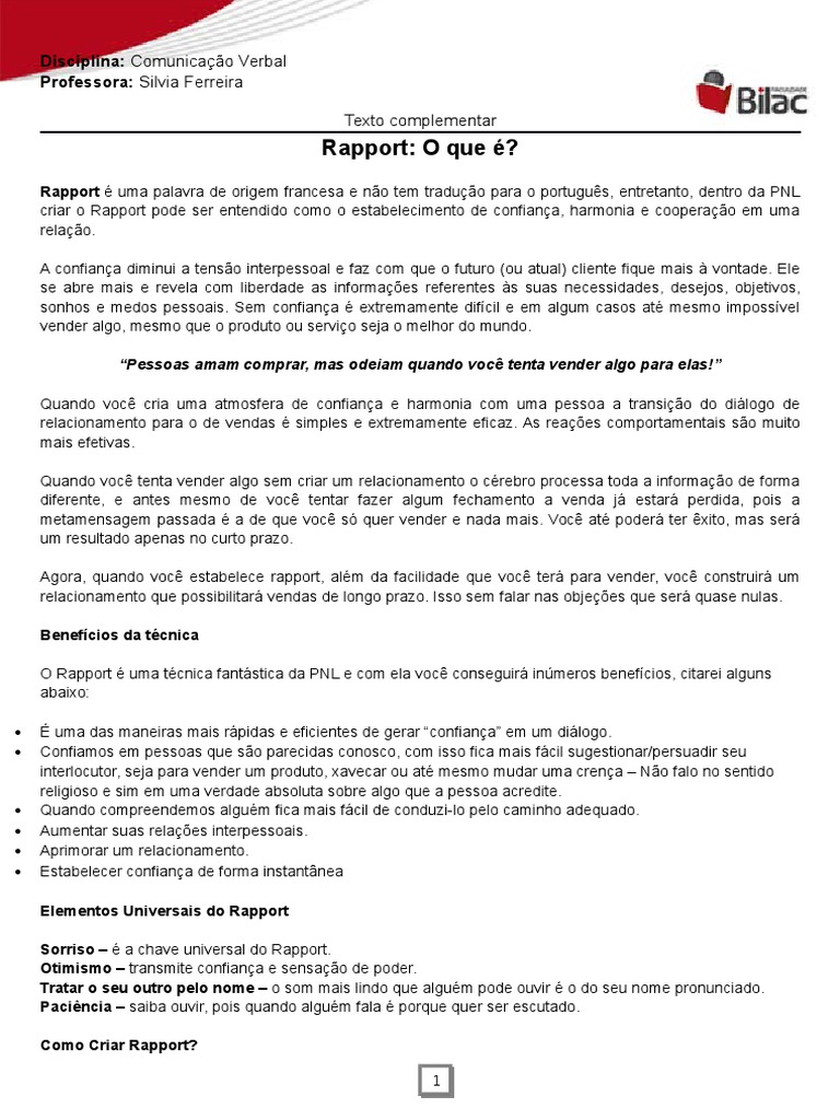Técnicas de Rapport | Confiança (Emoção) | Programação Neurolinguística ...
