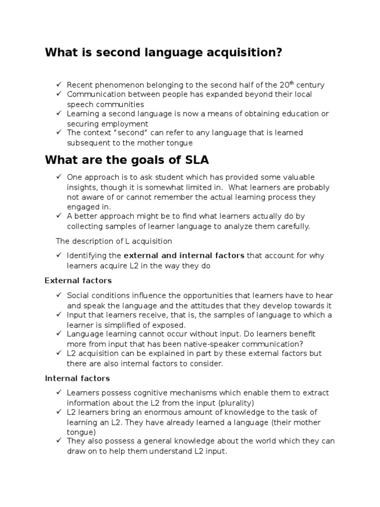 What Is Second Language Acquisition | PDF | Second Language Acquisition ...
