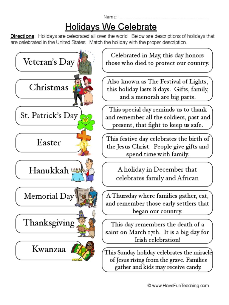 Holidays Celebrated in the USA | PDF