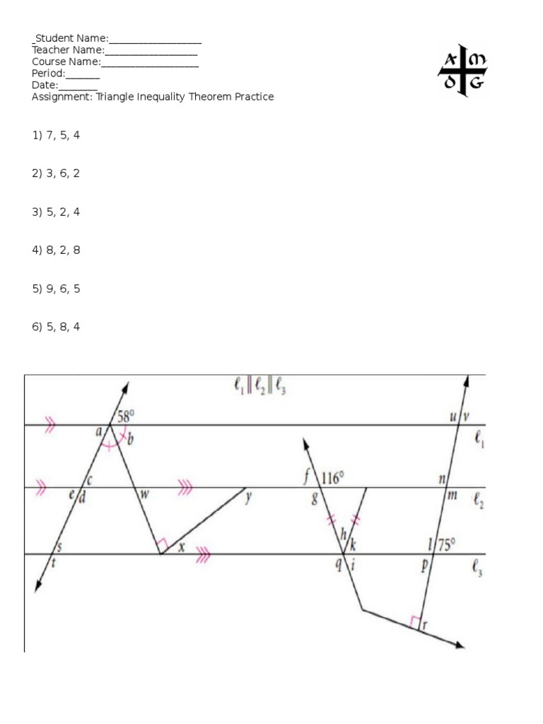 Triangle Inequality Theorem Practice | PDF