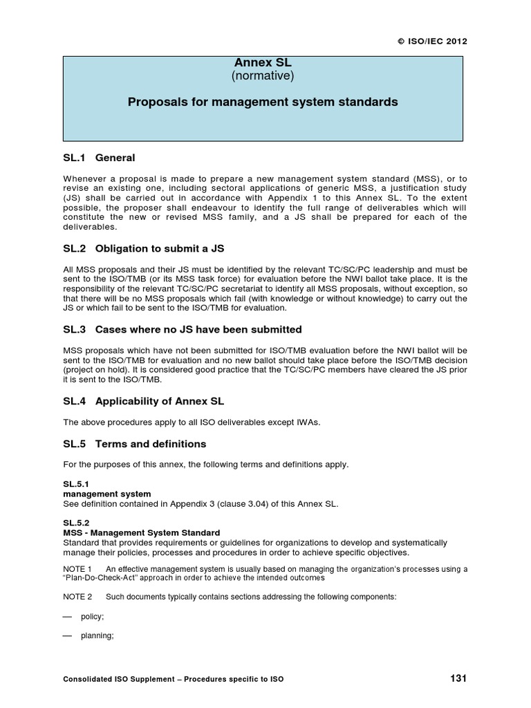 Understanding Annex SL for ISO Standards | PDF