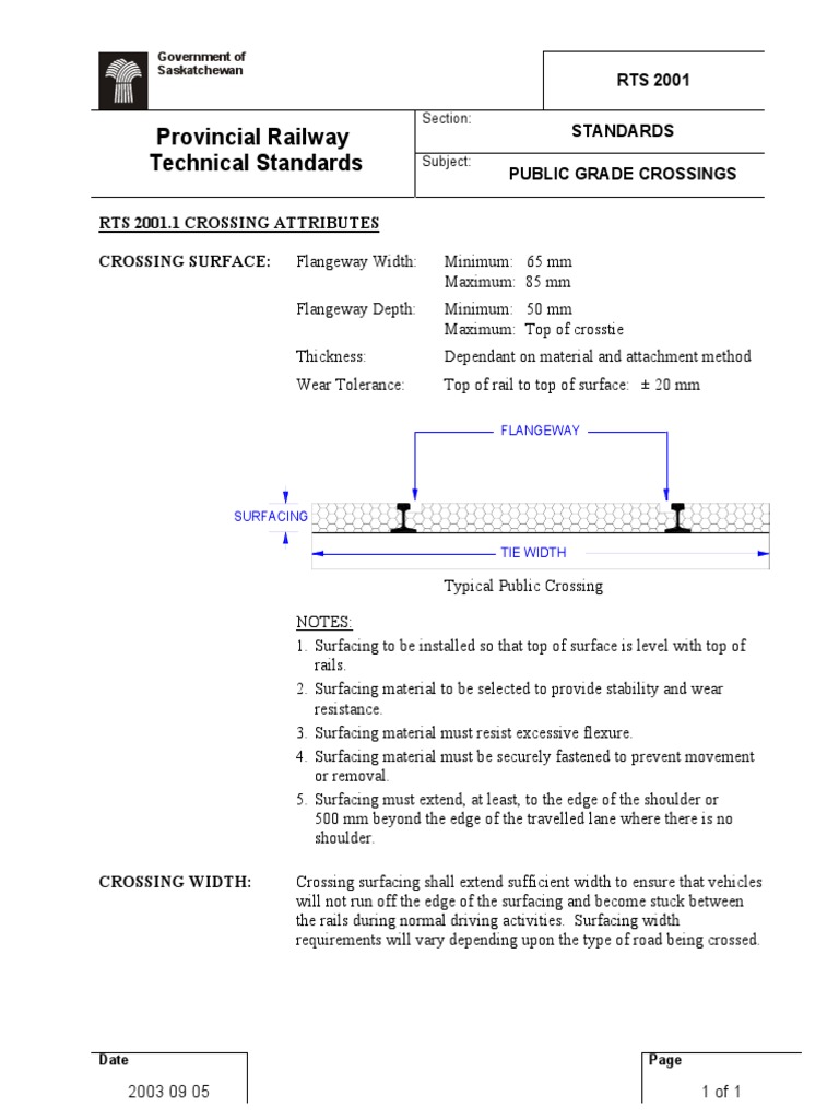 Saskatchewan Public Grade Crossing Standards | PDF | Traffic | Rail ...