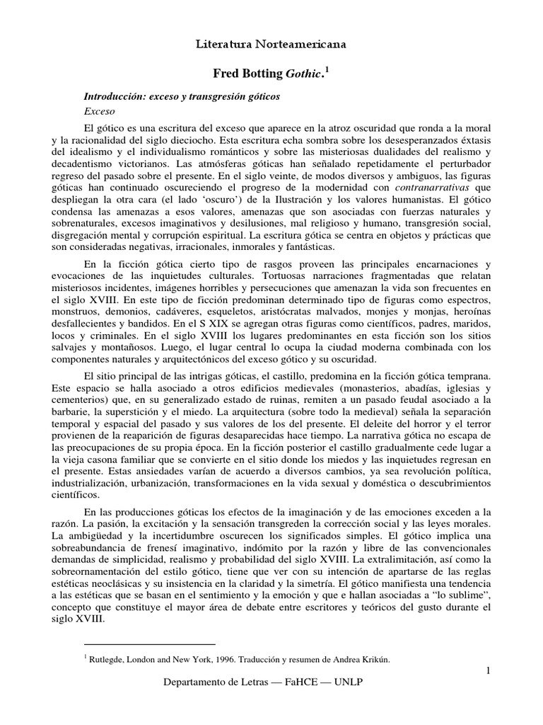Fred Botting - Gothic | PDF | Ficcion gotica | Edgar Allan Poe Fred Botting - Gothic | PDF | Ficcion gotica | Edgar Allan Poe