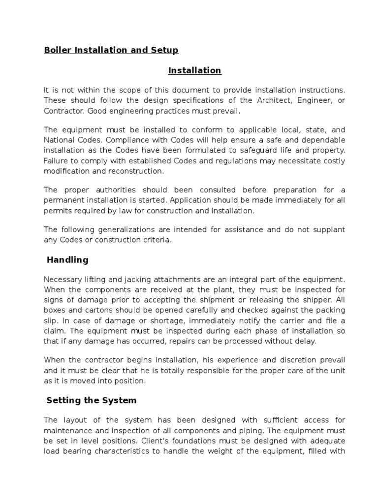 Boiler Installation and Setup | PDF | Duct (Flow) | Pipe (Fluid Conveyance)