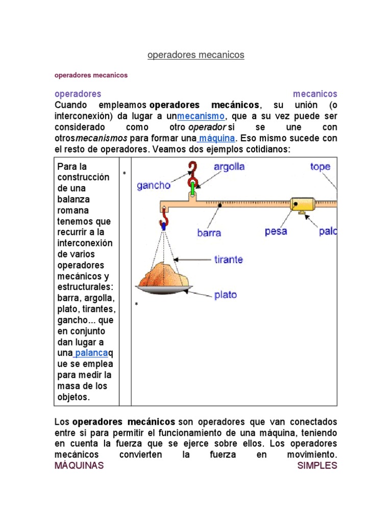 Operadores Mecanicos 2 | PDF | Palanca | Tornillo