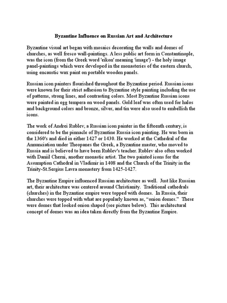 Byzantine Influence On Russian Art | PDF