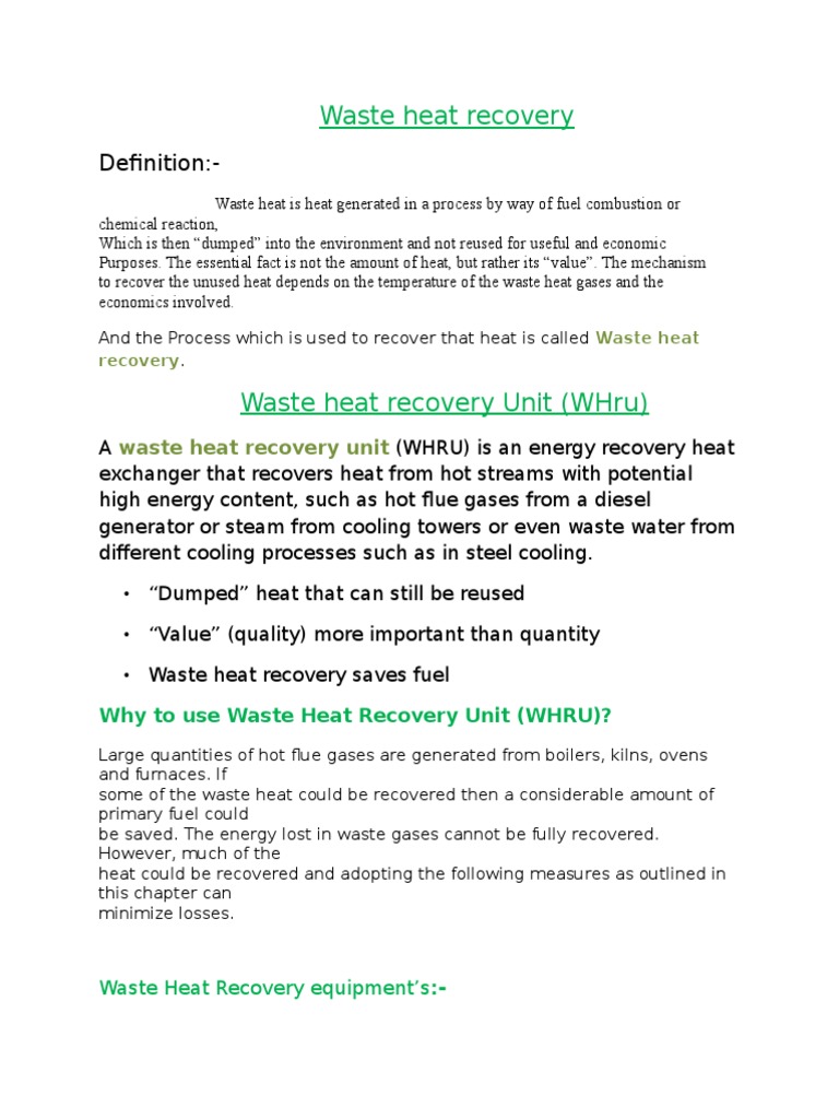 Waste Heat Recovery | PDF | Boiler | Steam