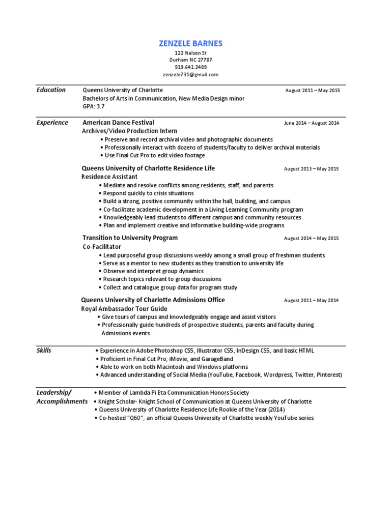 Barnes Resume | PDF | Communication | Cognition