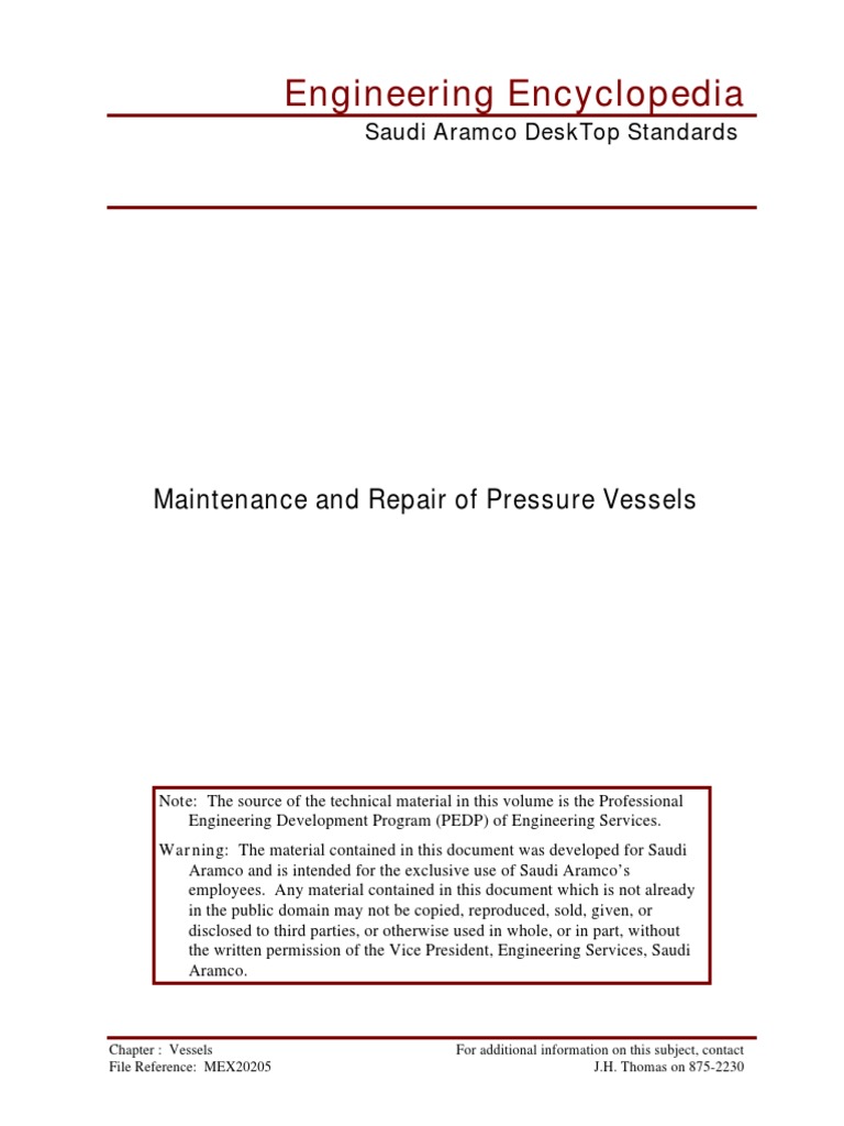 Maintenance and Repair of Pressure Vessels | PDF | Corrosion ...