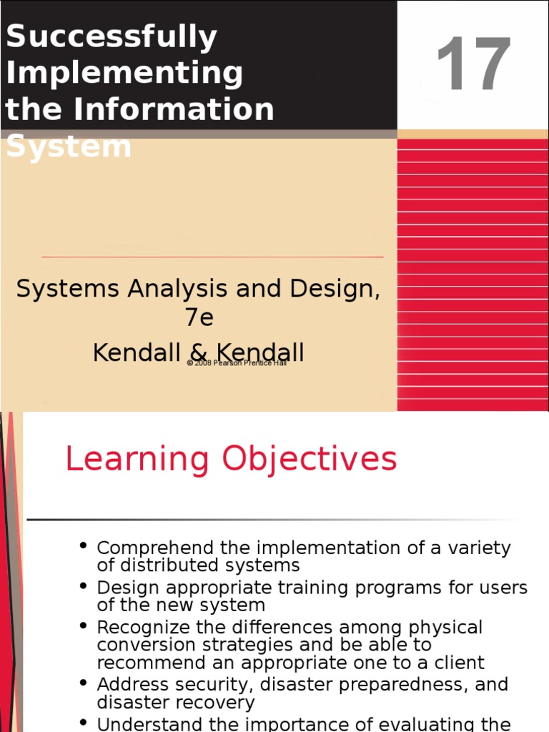 Successfully Implementing The Information System: Systems Analysis and Design, 7e Kendall ...