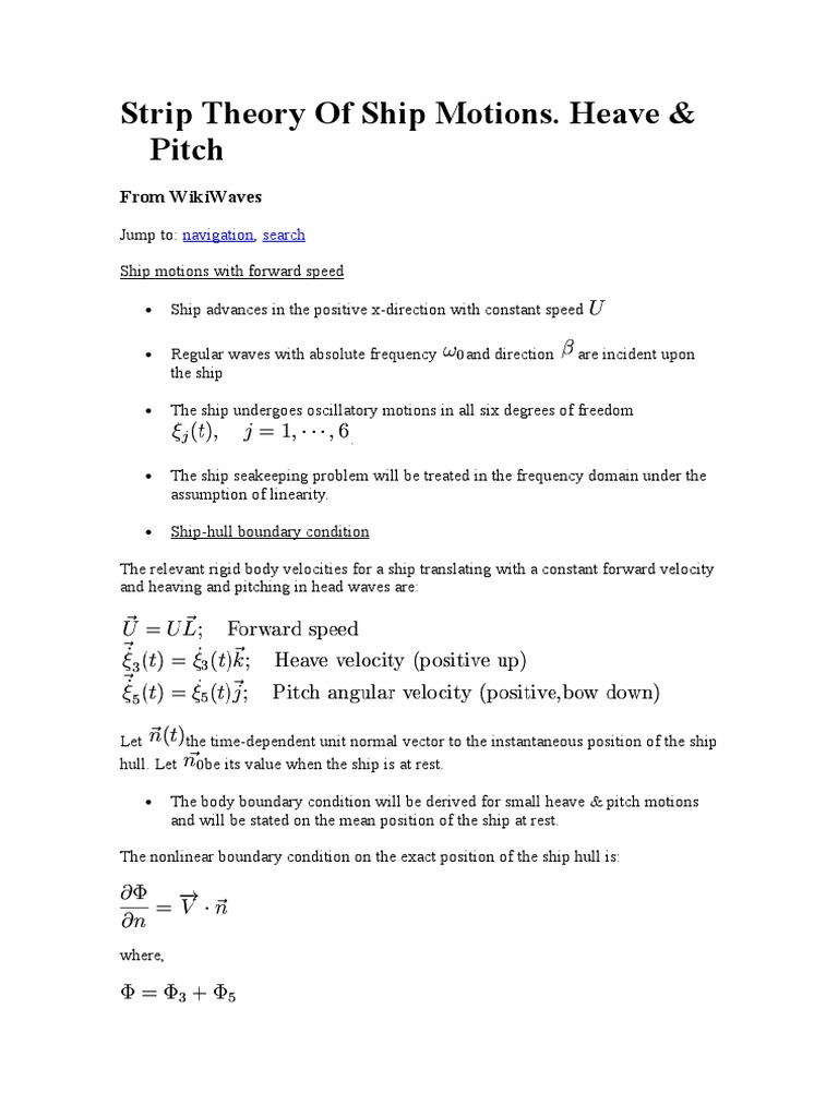 Strip Theory of Ship Motions | PDF | Fluid Dynamics | Diffraction