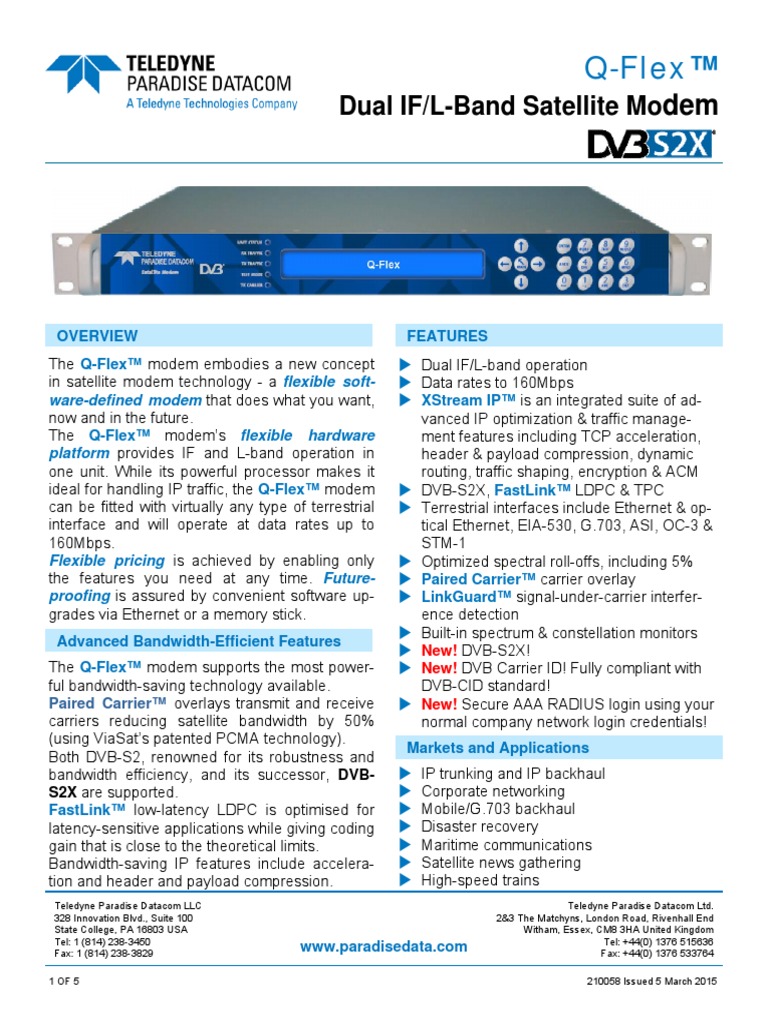 Paradise Datacom Q-Flex Dual Band Satellite Modem 210058 20150305 ...