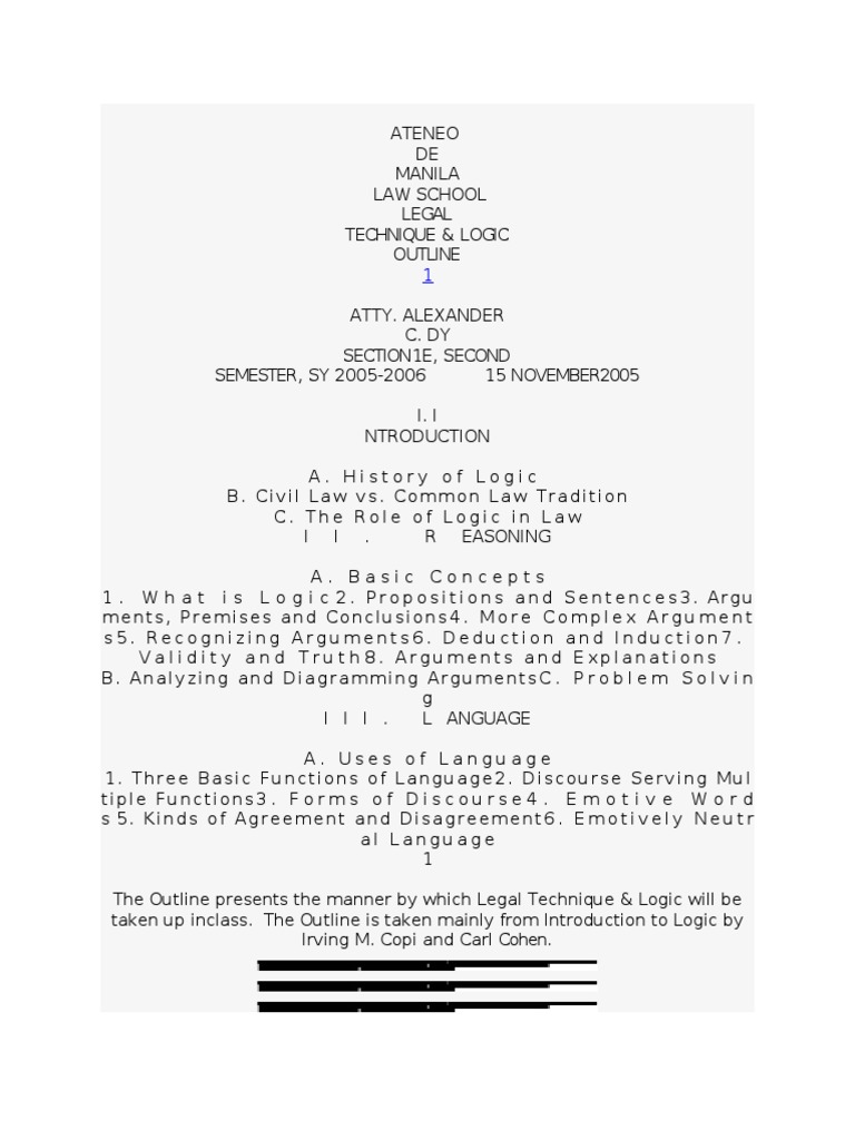 Legal Technique & Logic Outline | PDF | Logic | Metaphilosophy