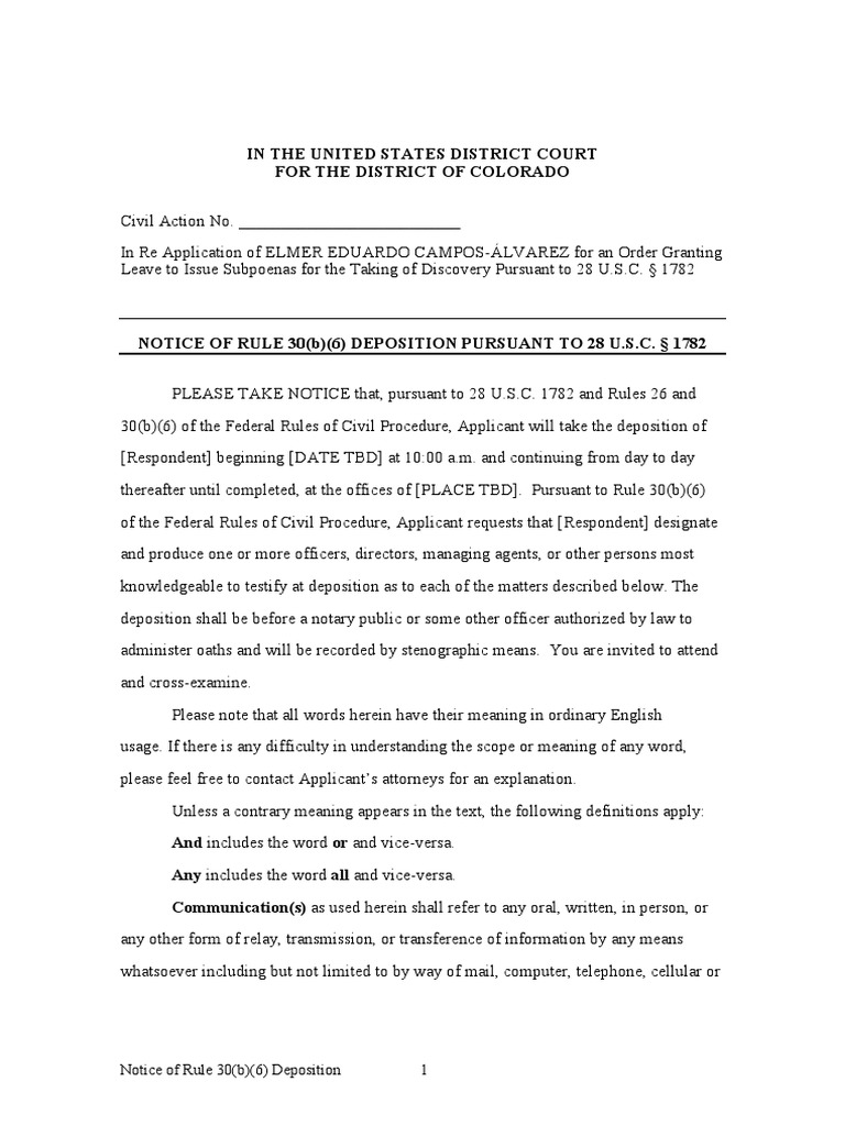 Deposition Notice | PDF | Deposition (Law) | Telegraphy