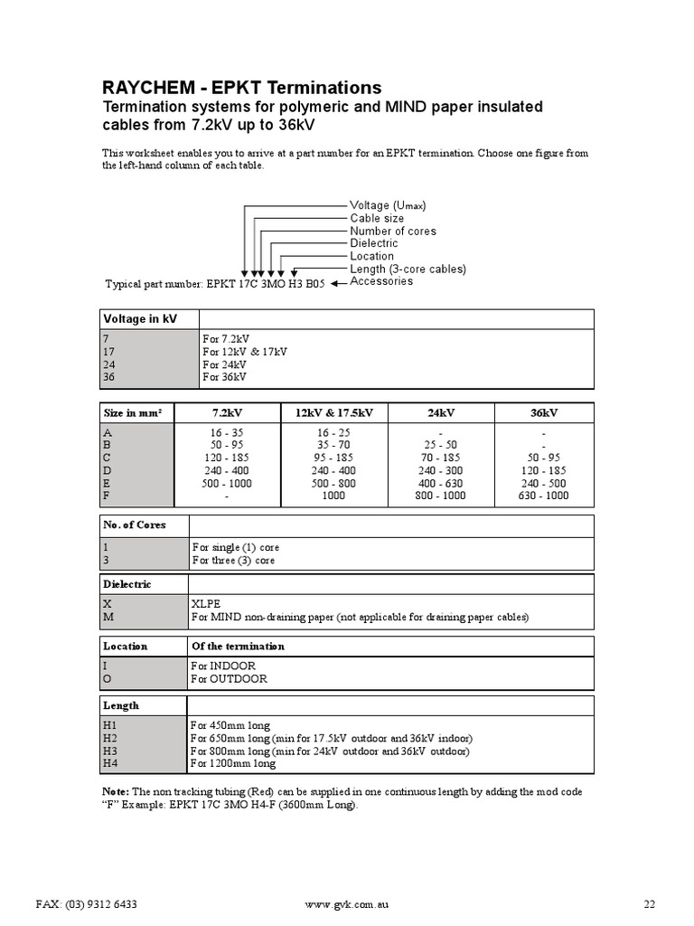 RAYCHEM - EPKT Terminations: Termination Systems For Polymeric and MIND ...