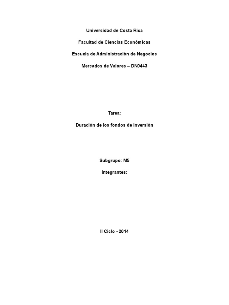 Fondo De Inversión Pdf Fondo De Inversión Costa Rica