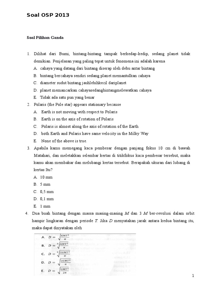 Soal Osp Astronomi 2013 | PDF