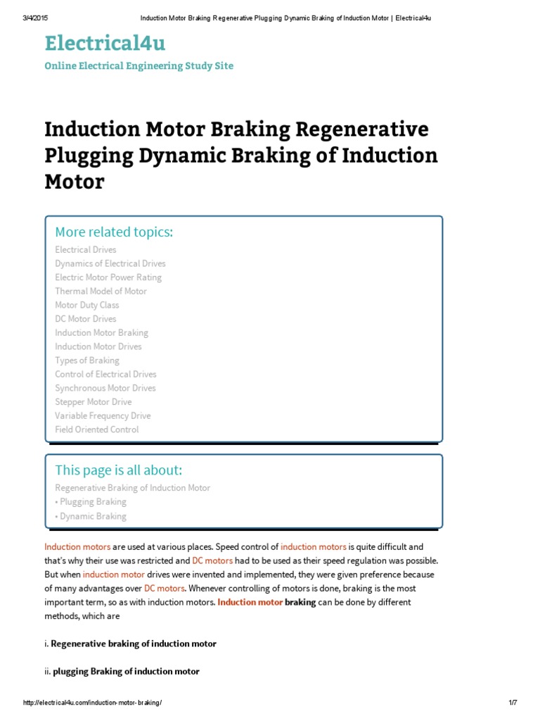 Induction Motor Braking Methods Explained | PDF | Electromagnetism | Force