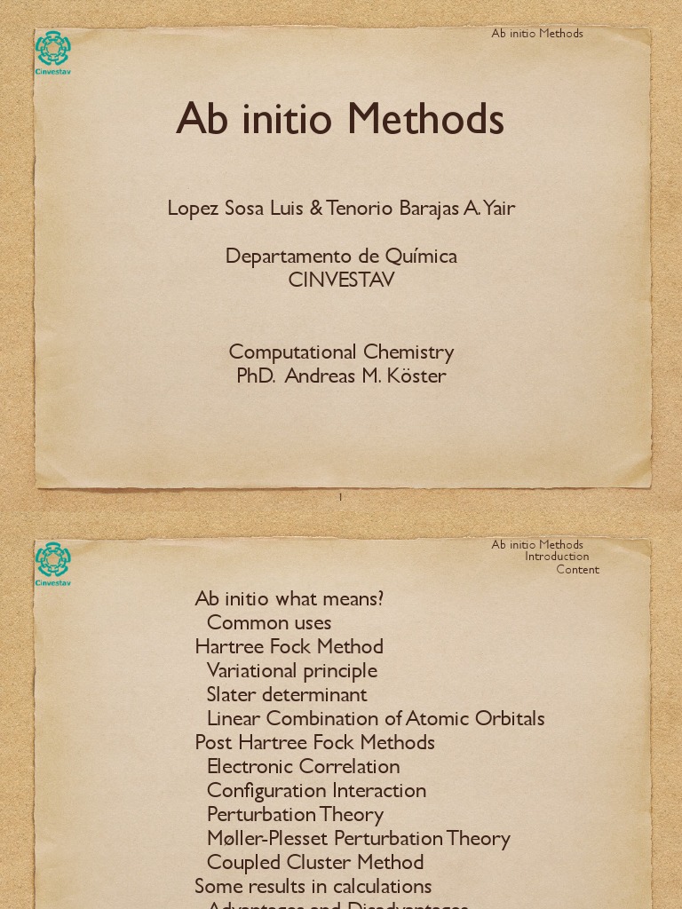 Ab Initio Methods | PDF | Ab Initio Quantum Chemistry Methods | Molecular Orbital