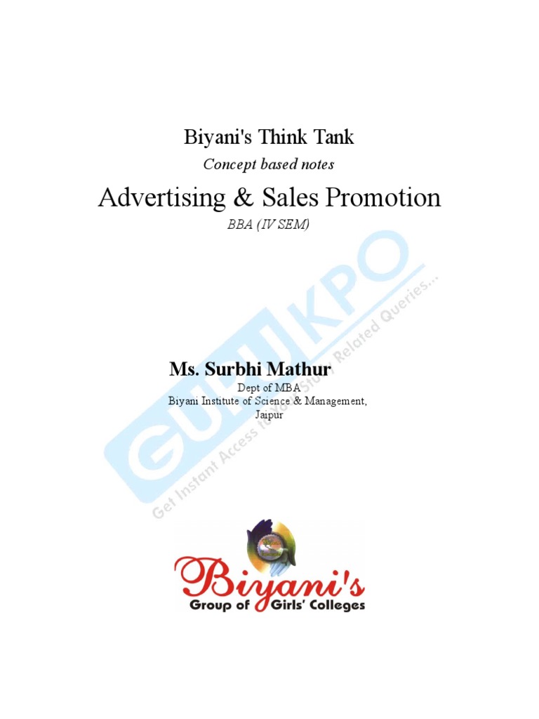 Think Tank - Advertising & Sales Promotion | PDF | Direct Marketing ...