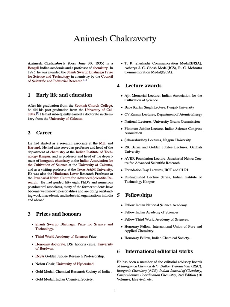 Animesh Chakravorty | PDF | Academia | Science