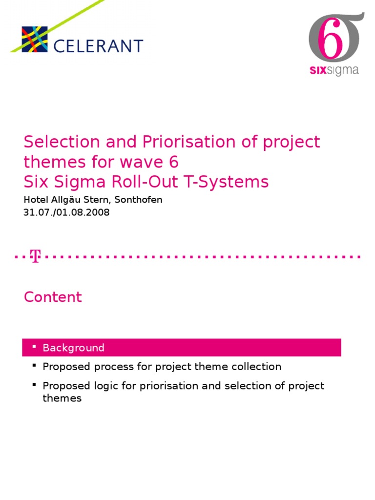 Selection and Priorisation of Project Themes For Wave 6 Six Sigma Roll ...