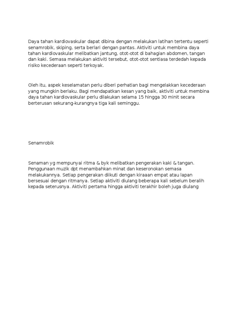 aktiviti daya tahan kardiovaskular - David Berry