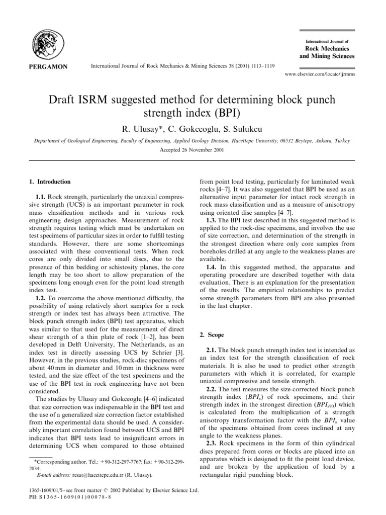 1129215777isrm SM Block Punch Strength Index - 2001 | PDF | Strength Of ...