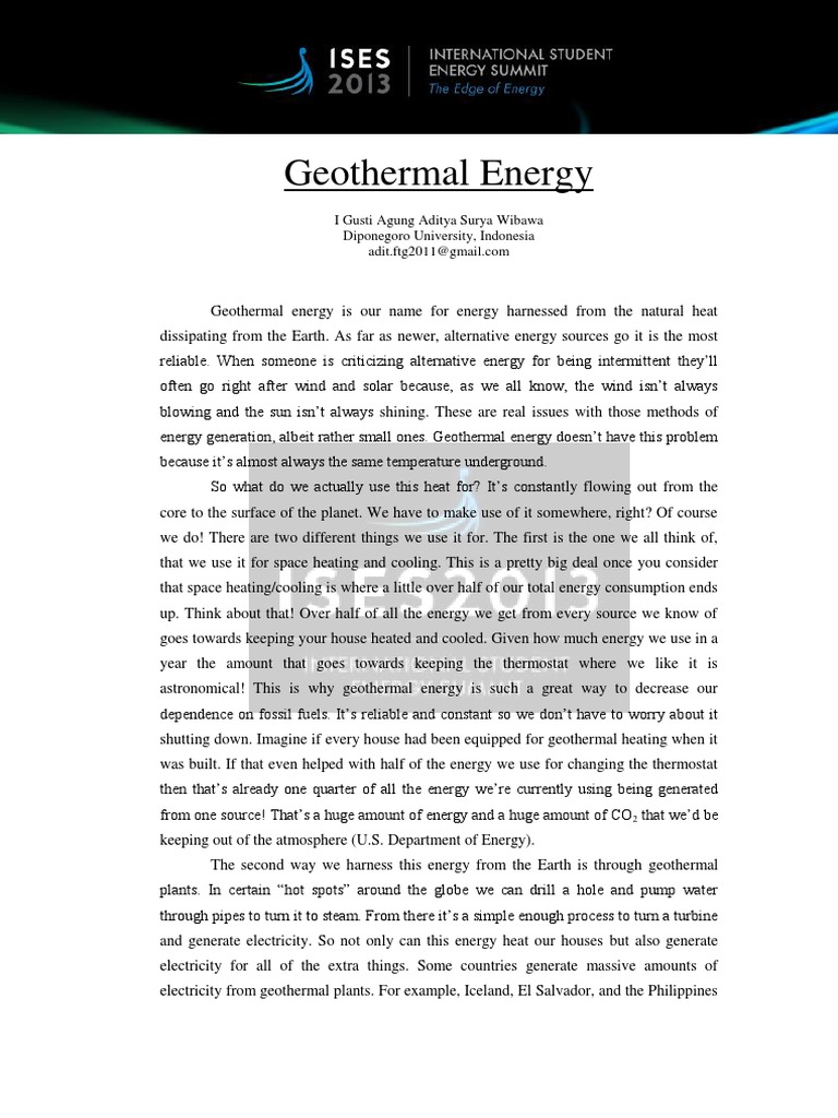 Geothermal Overview ISES 2013 | PDF | Geothermal Energy | Energy Production