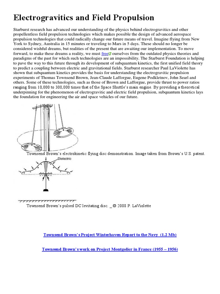 Electrogravitics and Field Propulsion | Nasa | Aerospace