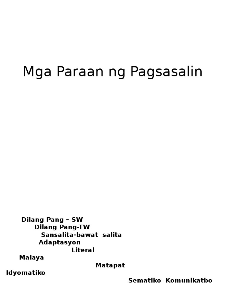 Mga Paraan NG Pagsasalin | PDF