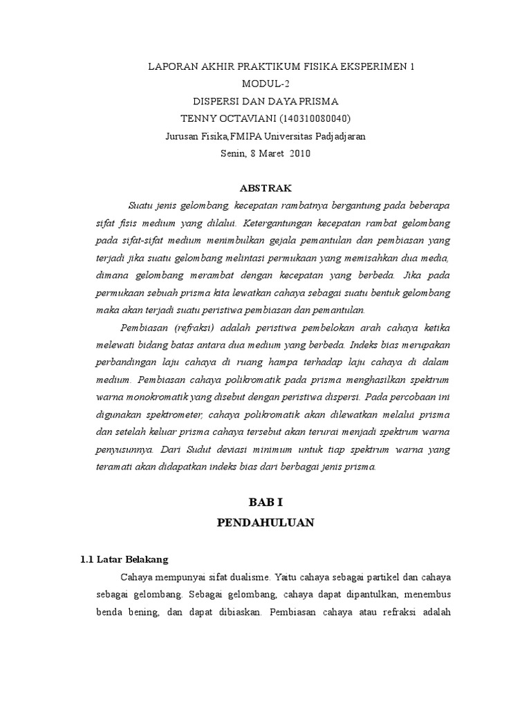 Dispersi & Daya Prisma Tenny | PDF | Metode & Bahan Ajar | Sains ...