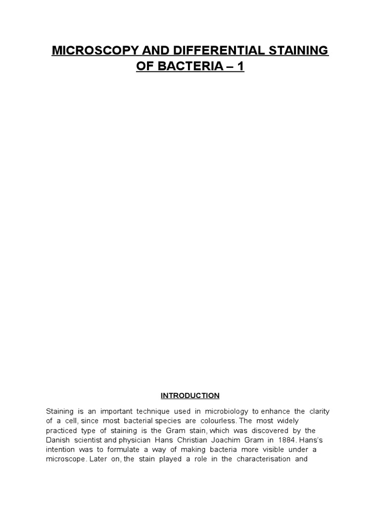 Microscopy and Differential Staining of Bacteria | PDF | Staining ...