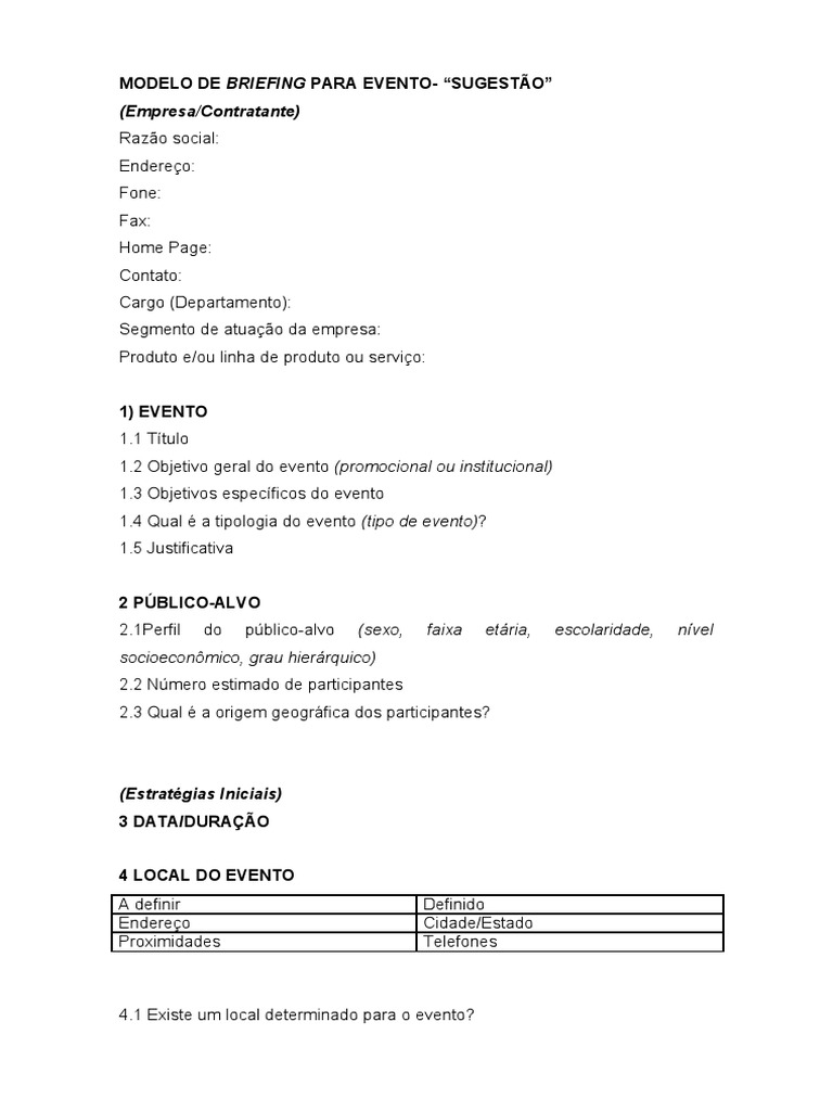 Modelo_de_briefing_para_evento.pdf | Segmentação de Mercado | Vinhos