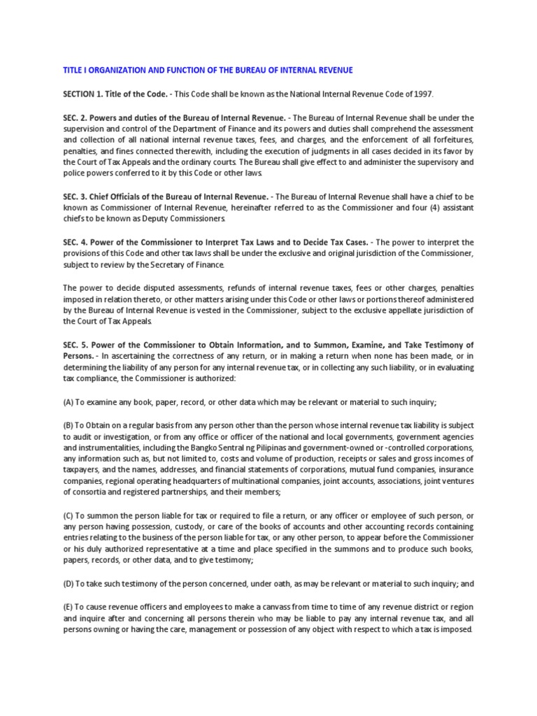 BIR and CIR (Functions, Organizations, Duties and Authorities | PDF ...