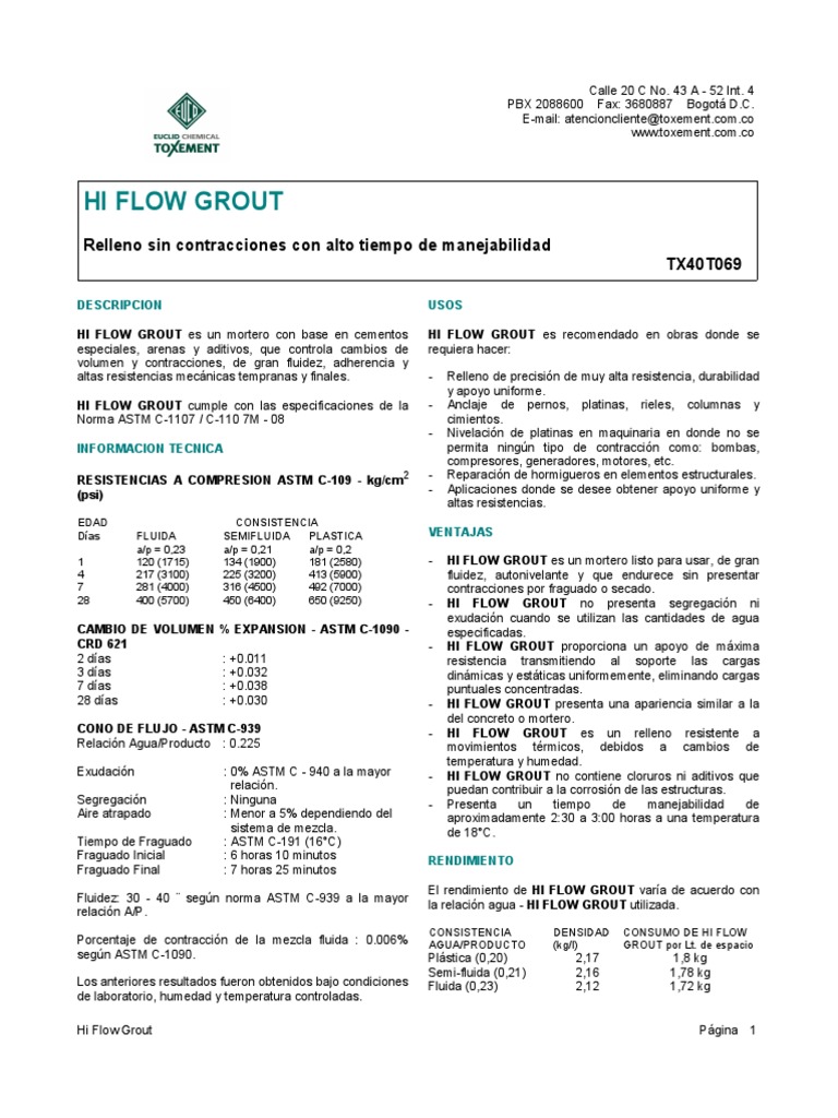 Hi Flow Grout PDF | PDF | Agua | Science