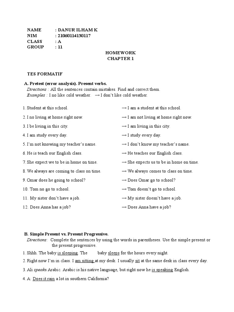 Chapter 2 Present Time 2 Key | PDF | Grammatical Number | Plural
