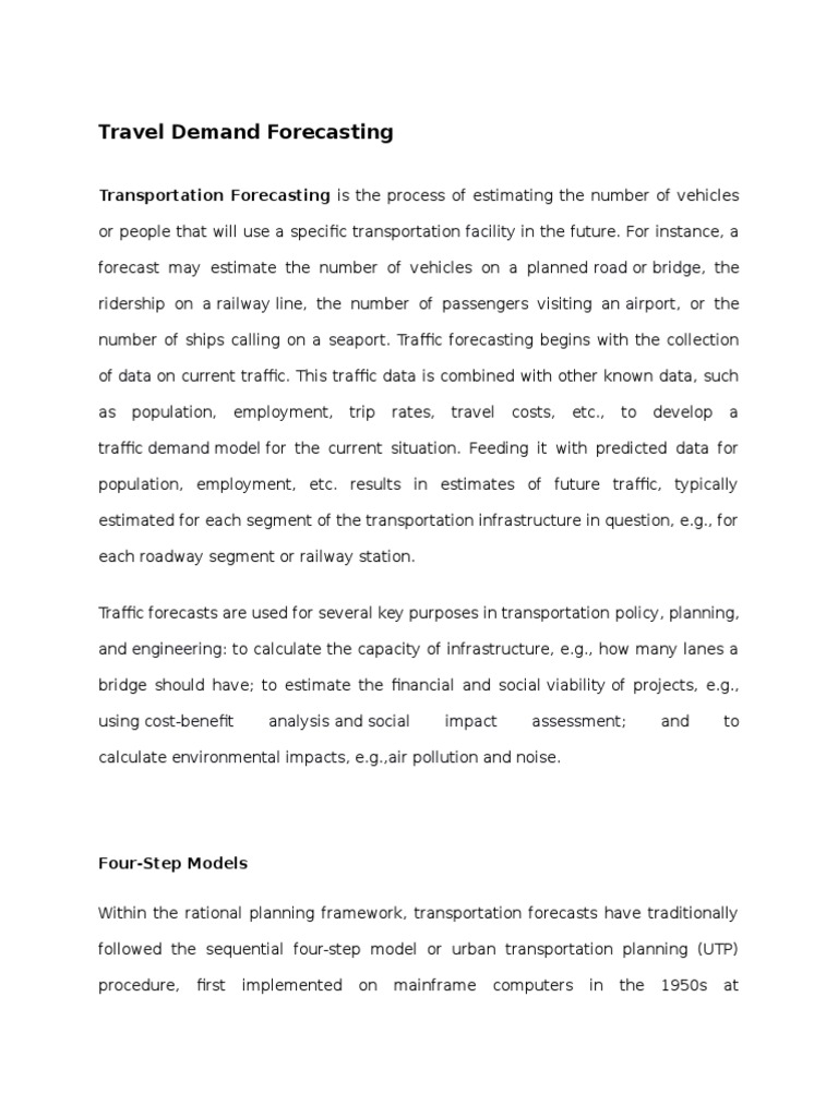 Travel Demand Forecasting Methods | PDF | Transport | Industries