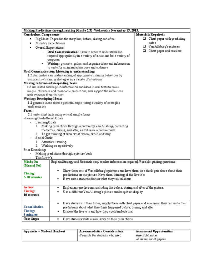 Making Predictions Lesson 2 | PDF